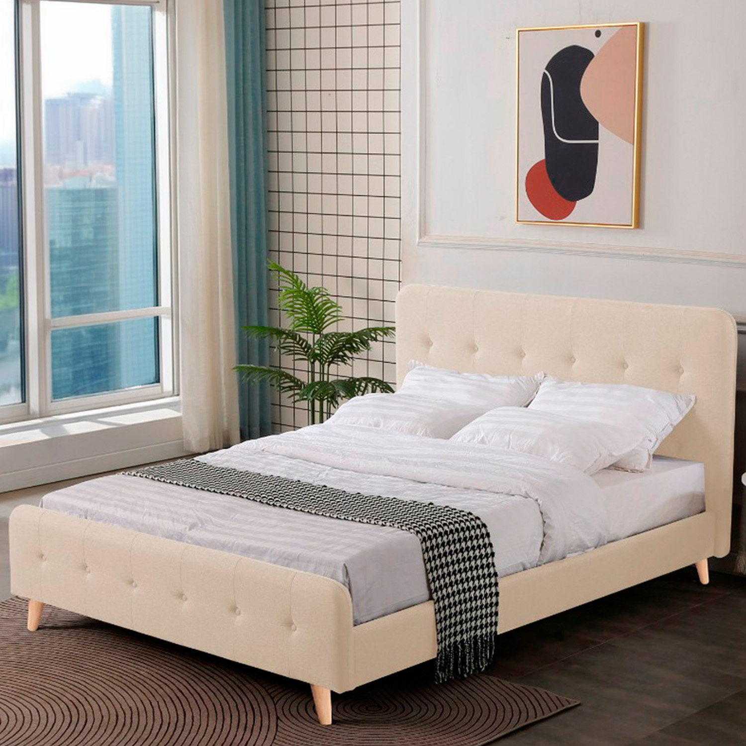 Ilios Innova | Elegante Base King Size para cama con cabecera forrada y ...