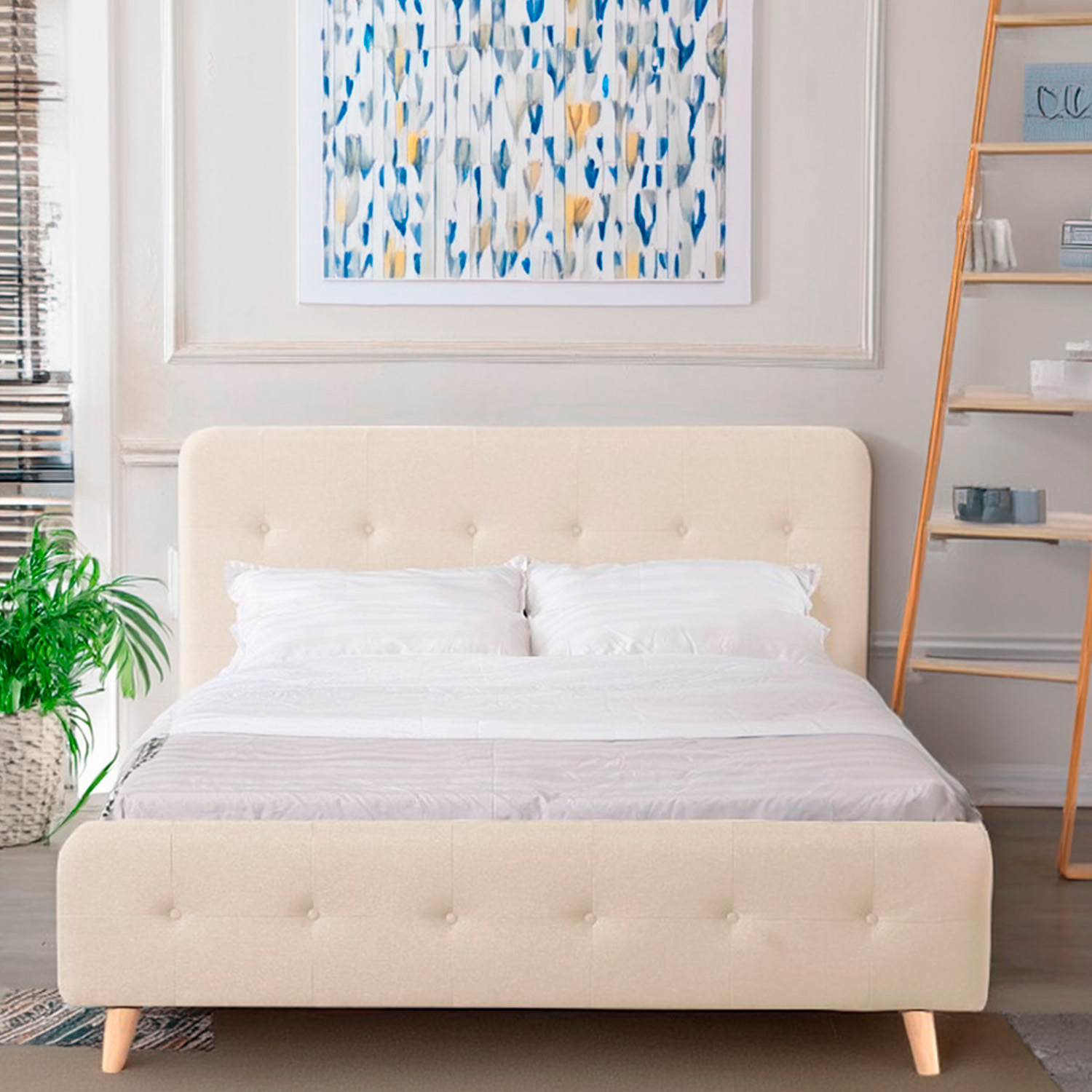 Ilios Innova | Elegante Base King Size para cama con cabecera forrada y ...