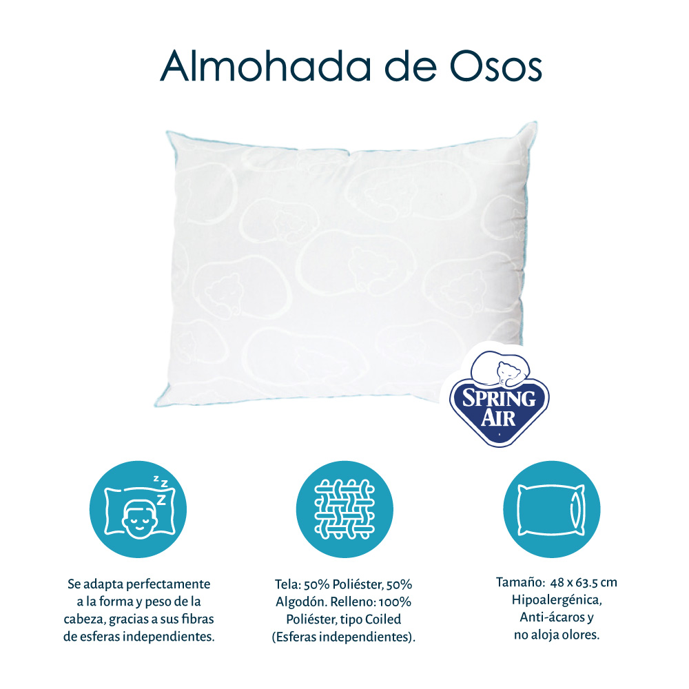 Colchón Spring Air Matrimonial LeMans Con Almohada Oso, Protector ...