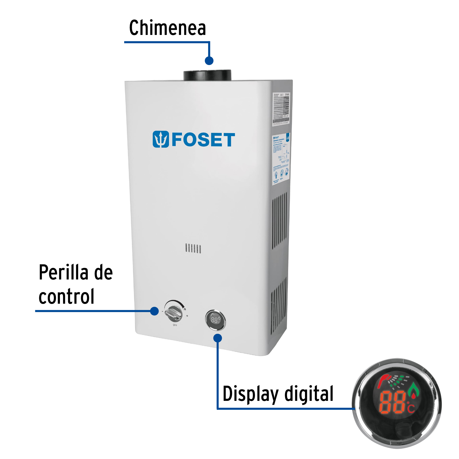 Calentador instantáneo Foset 13L 3 servicios gas LP 43051 blanco