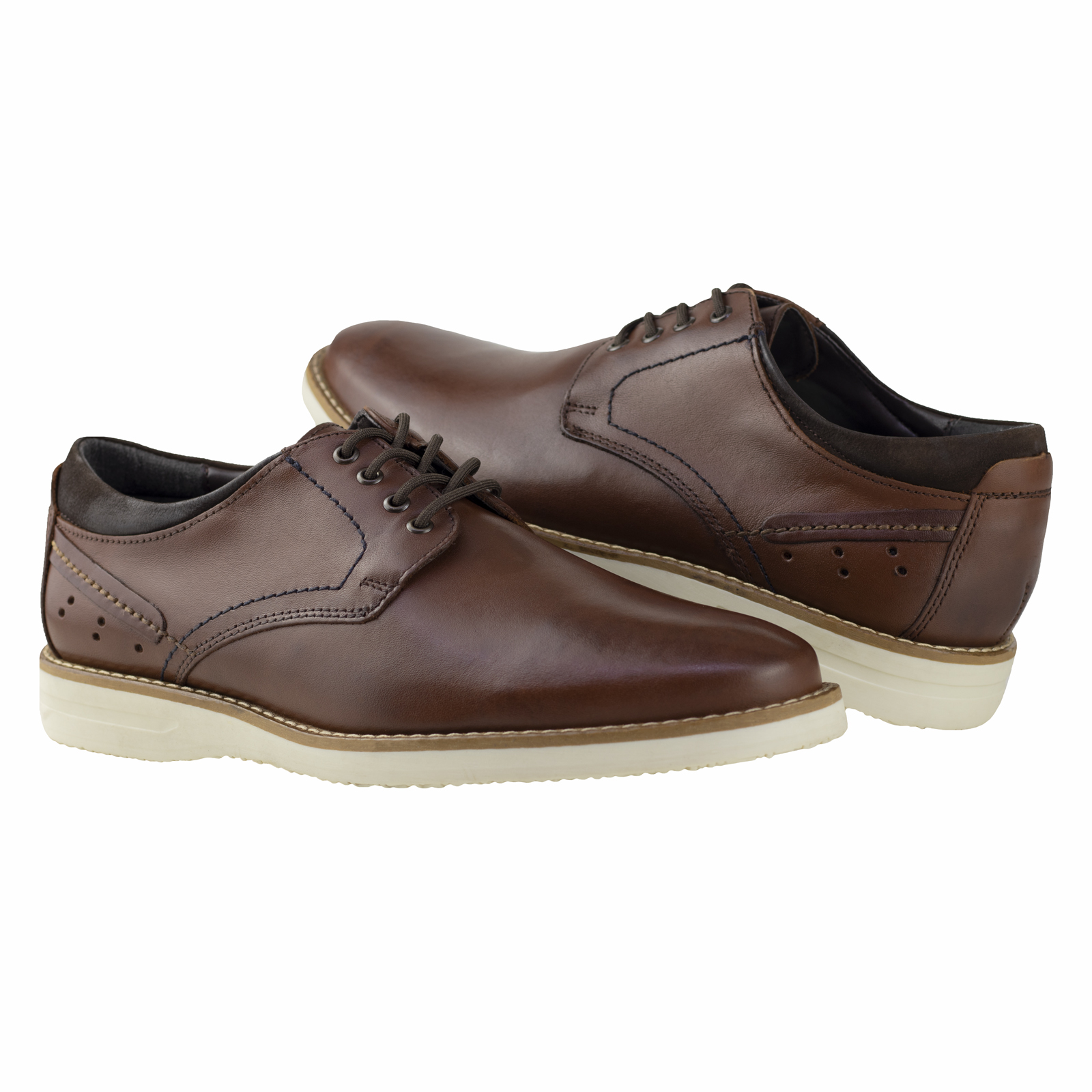 Zapato Derby De Hombre Confort Gino Cherruti Piel 6049 Café.