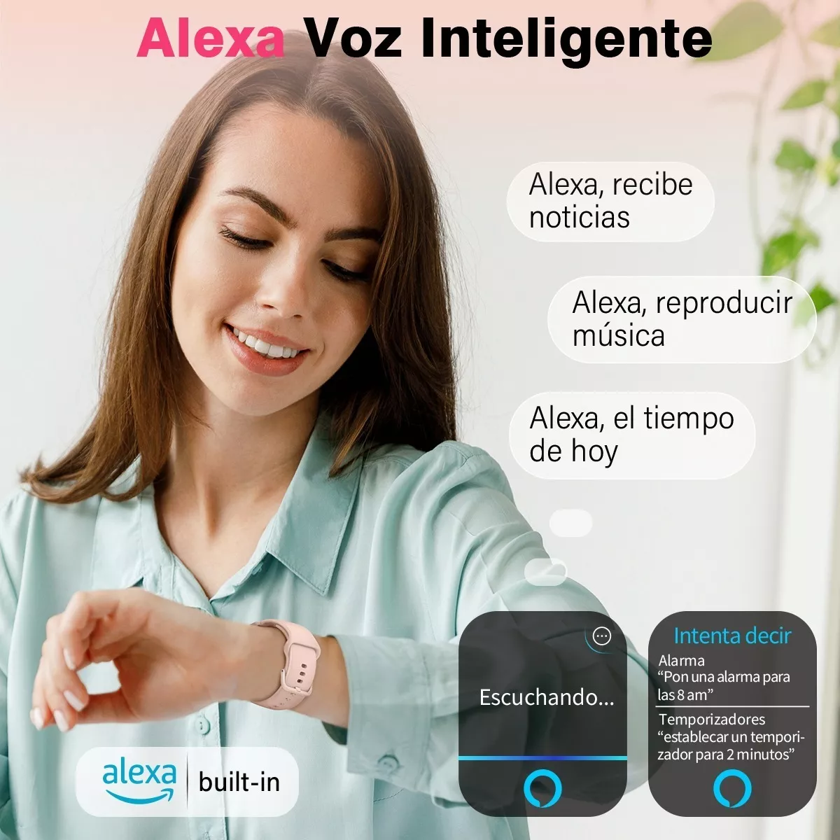 Smartwatch 1.8'' Reloj Inteligente Bluetooth Llamada Alexa rosa