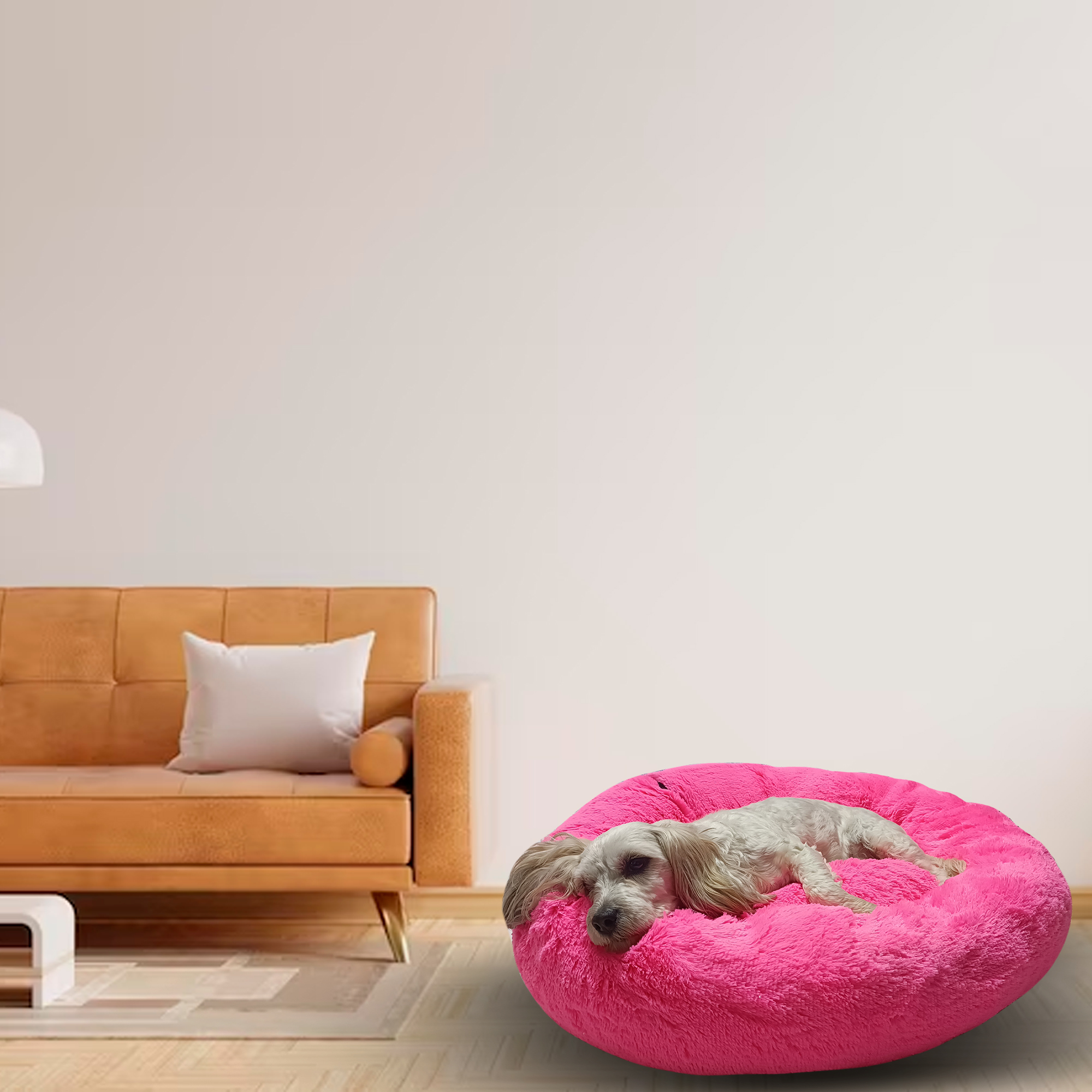 Cama para perro o gato de Peluche Confortable, Tres Tamaños, Color Rosa ...