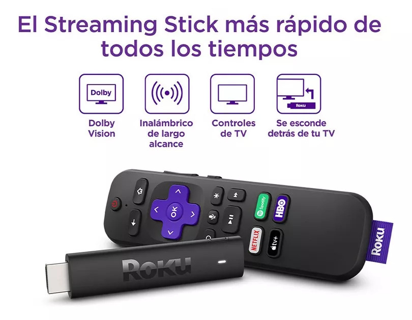 Roku Streaming Stick 4k Modelo 3820 Color Negro.