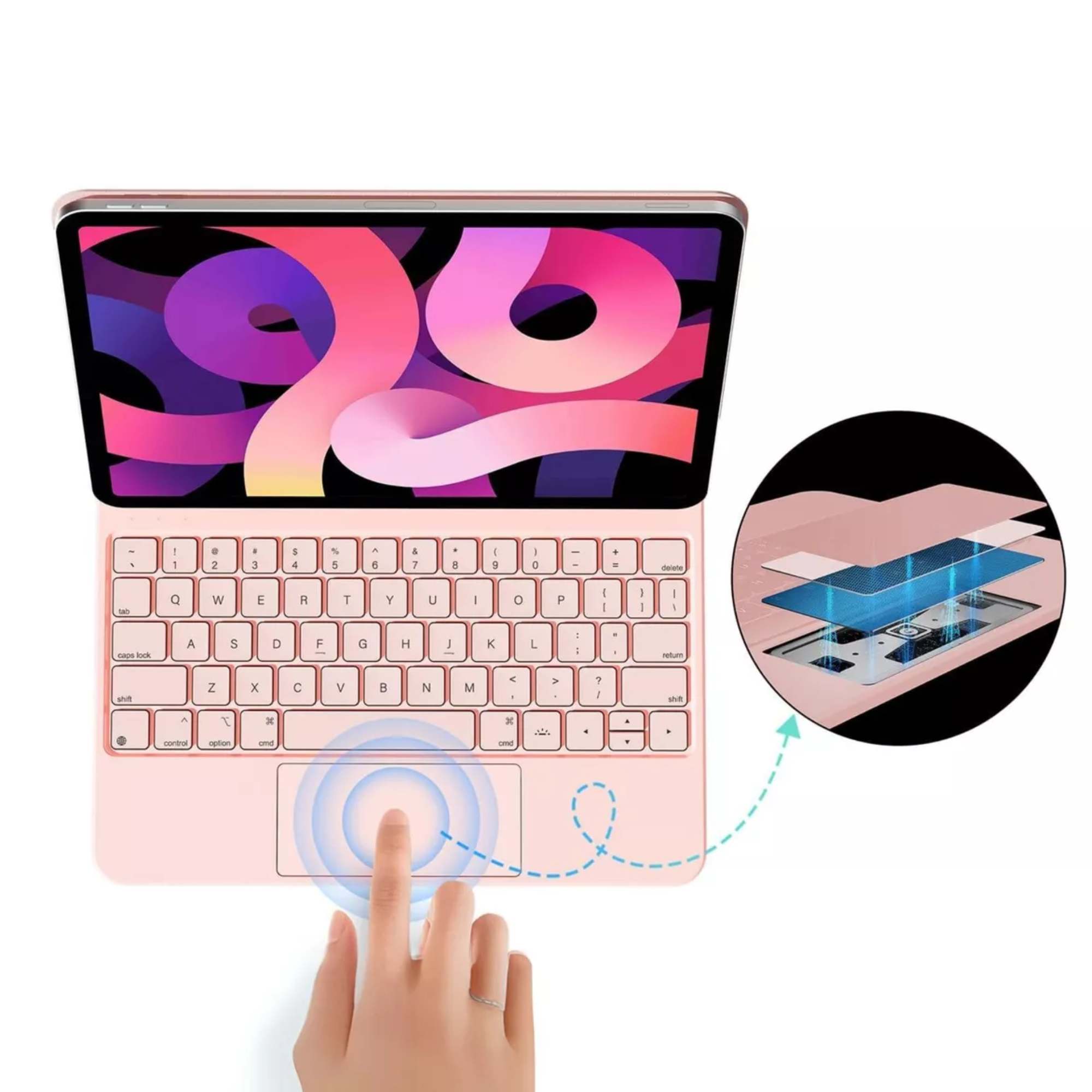 Funda Teclado Magic Keyboard Para iPad 10th Gen 2022 Rgb Color Rosa