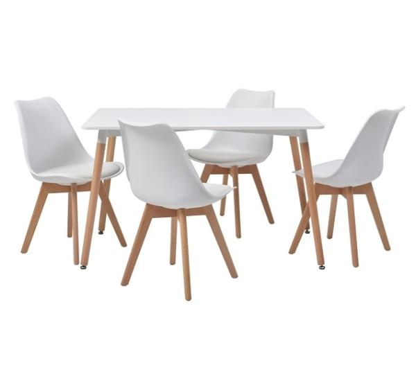 Mesa de comedor rectangular con 4 sillas Spydeberg Blanco - Kessa.