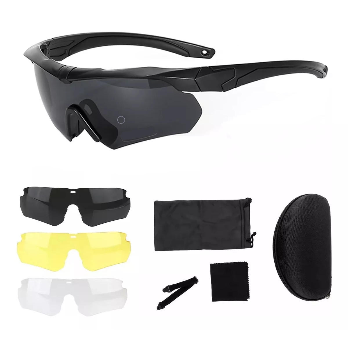 Gafas Goggles Táctico Tiro Uv400 Protección Con 3 Lentes Negro.