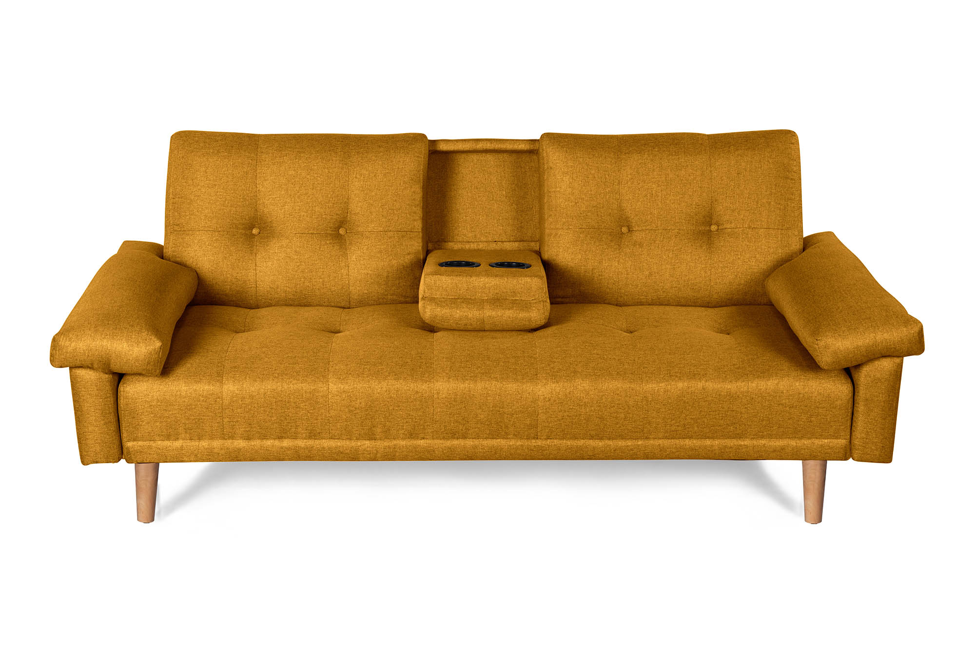 Sofá Cama De Lino Mostaza Makora Modelo Hendrix
