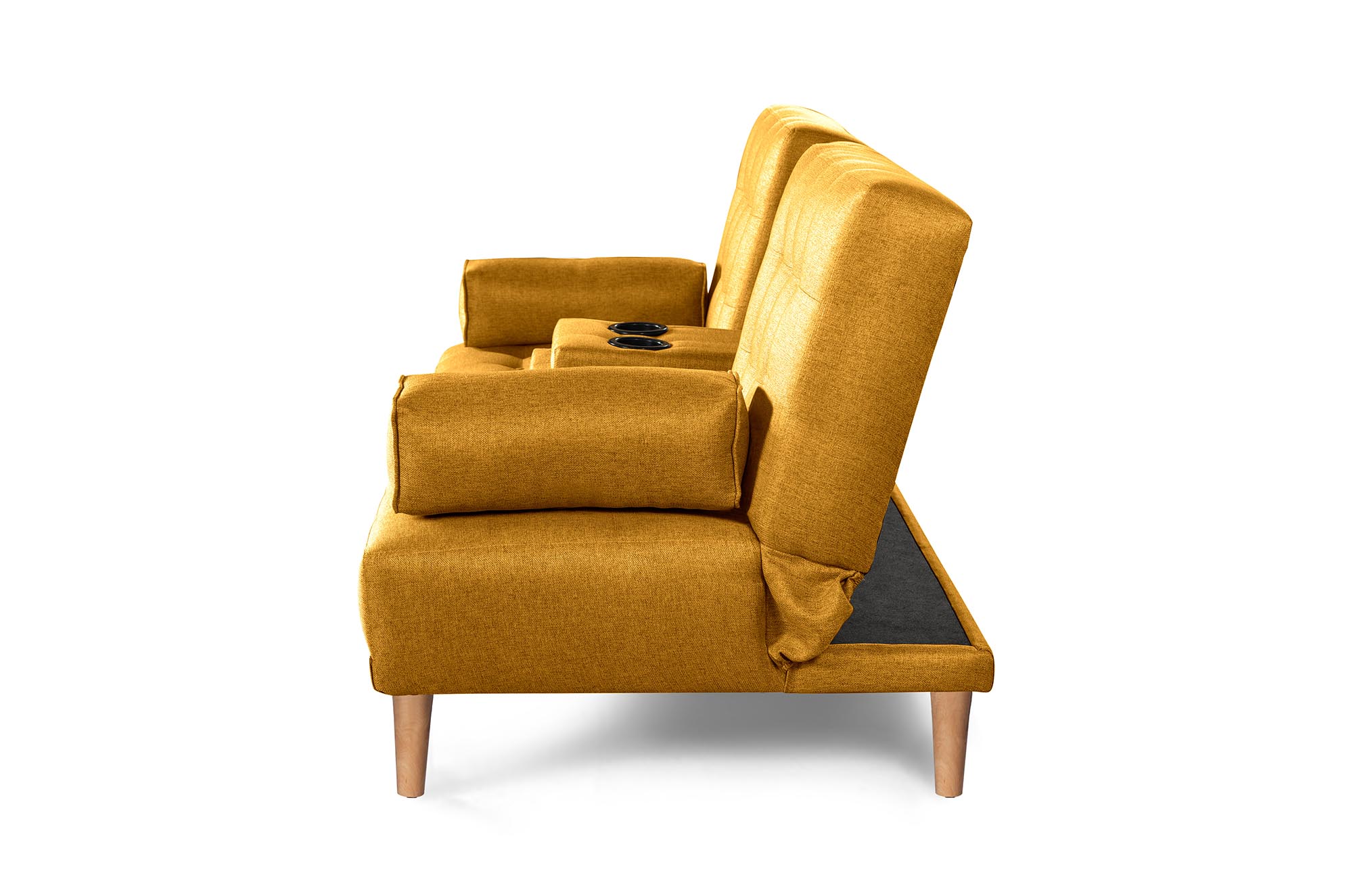 Sofá Cama De Lino Mostaza Makora Modelo Queen