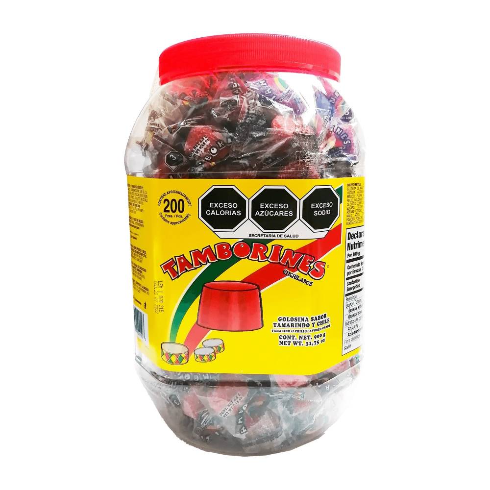 Dulce Tamborines Enchilados 200 Pzas Tamborcitos Tamarindo.