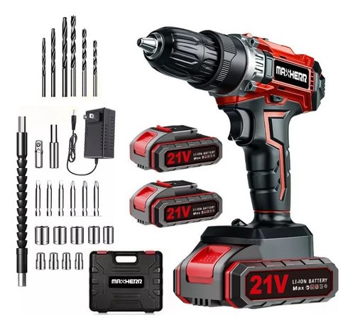 Taladro Inalámbrico Impacto Atornillador Litio Maxherr Con 2Batería 21v ...
