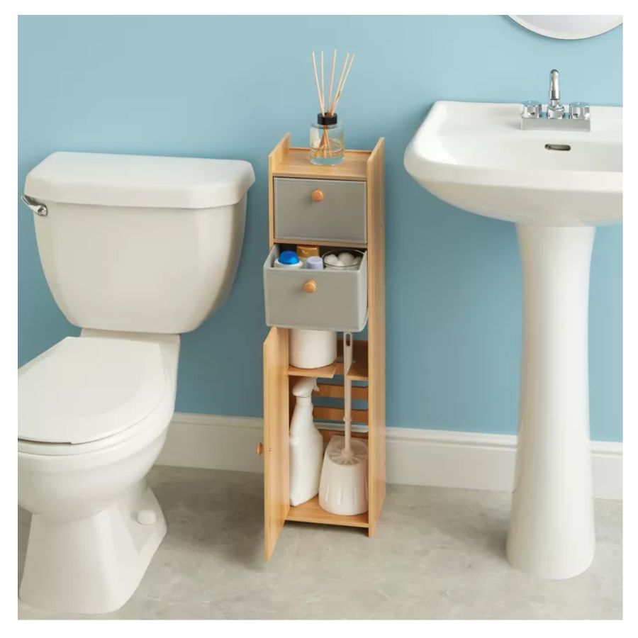 Mueble baño bambu minimalista rack.