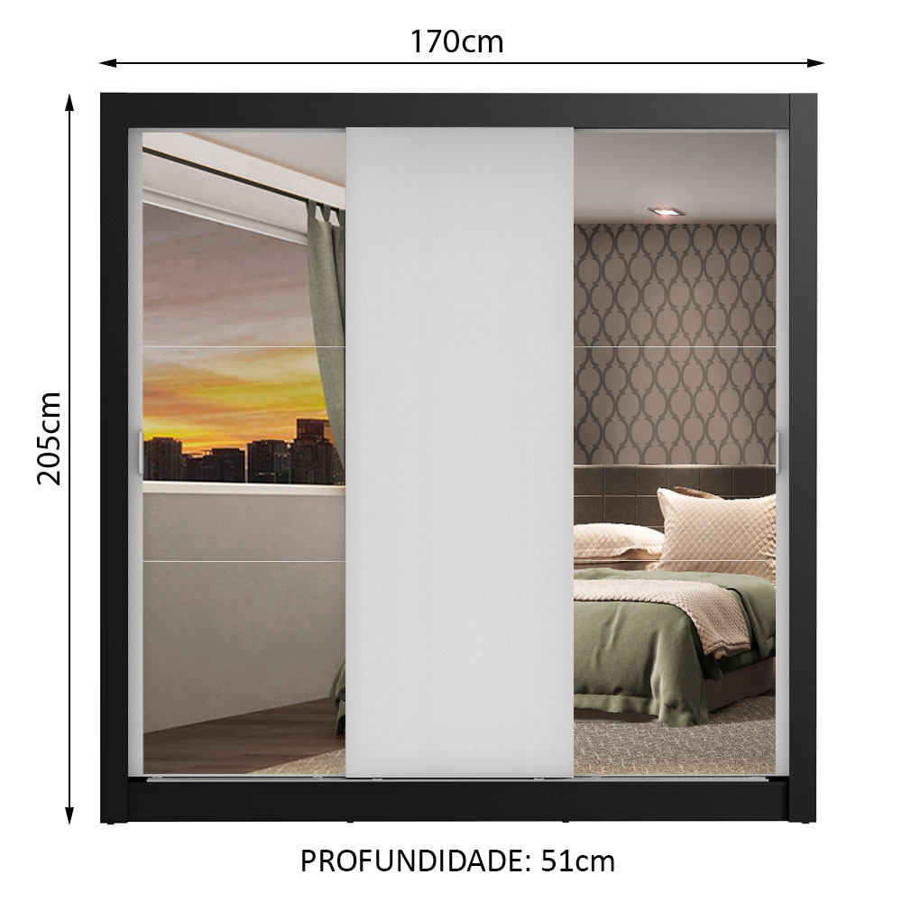 Ropero Closet Madesa 3 Puertas 2 Espejos MB