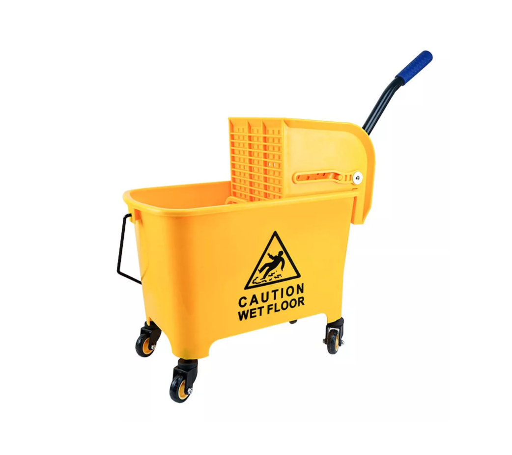 Cubeta De Carrito Con Exprimidor 20 Litros Color Amarillo.