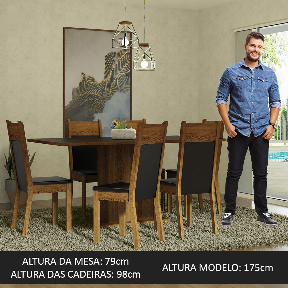 Juego de Comedor com Mesa y 6 Sillas Madesa Augusta NM