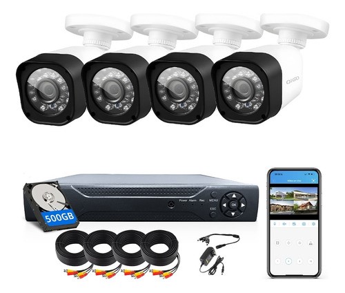 QIGO Kit Cámara de seguridad QG-77-K500G con resolución de 4ch 2MP ...