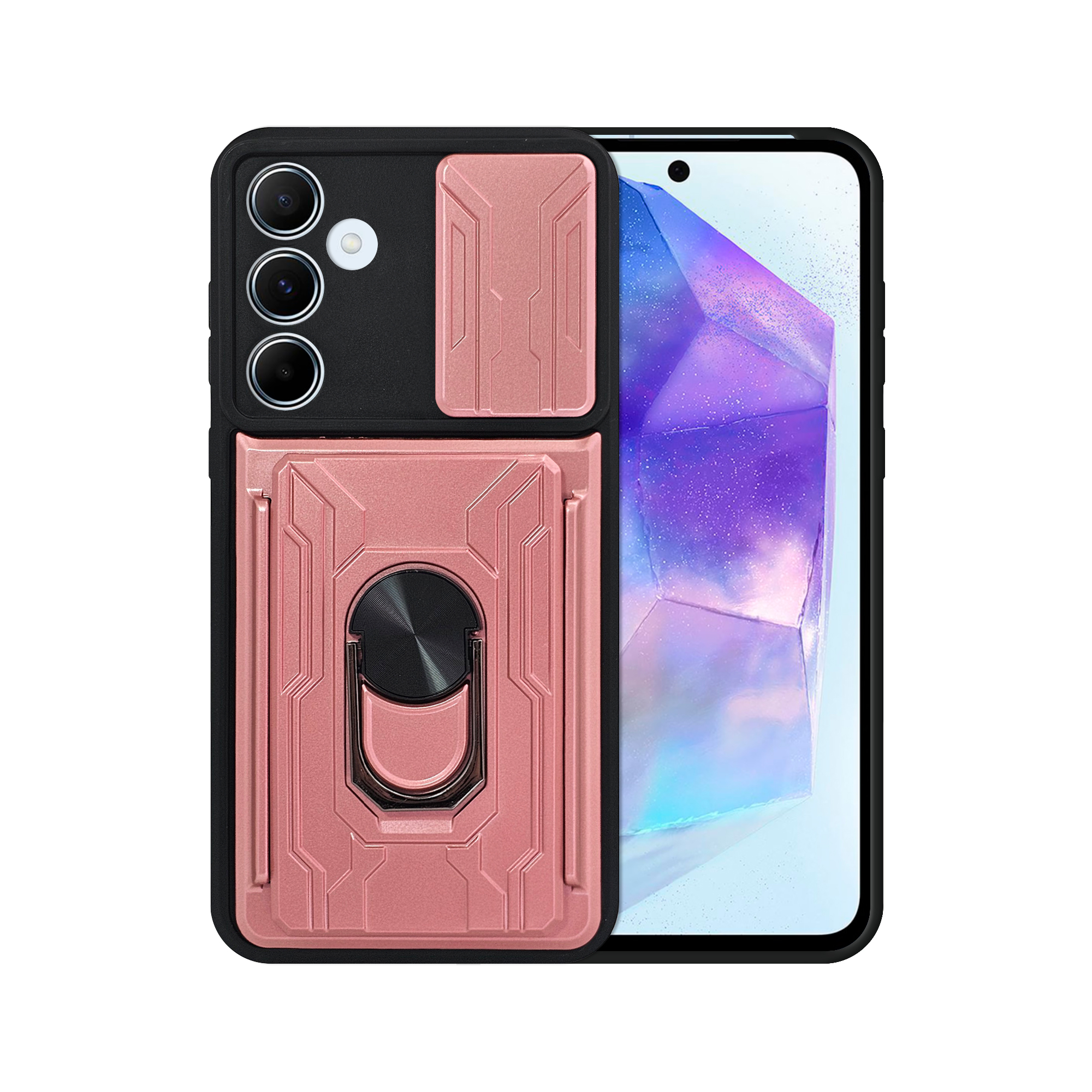 Funda Anillo y Tarjetero Card Slot Para Samsung A55 5g Rosa