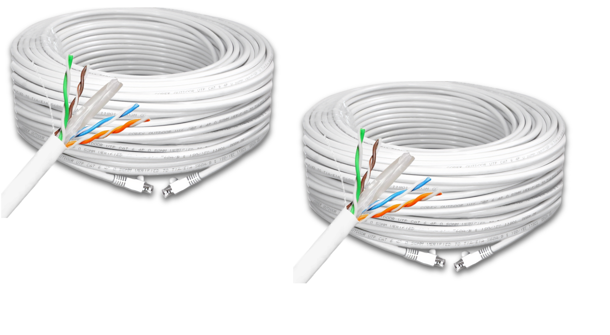 Paquete de 2 Cables de Red Ethernet UTP POE Cat 6A de 5m Blanco c/u.