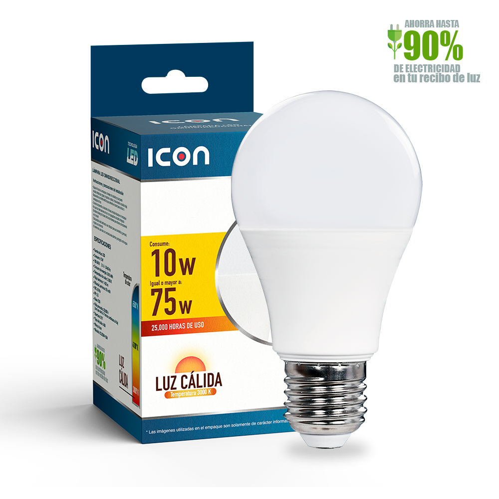 Foco Led 10W Luz Cálida Ilumina 75W ICON