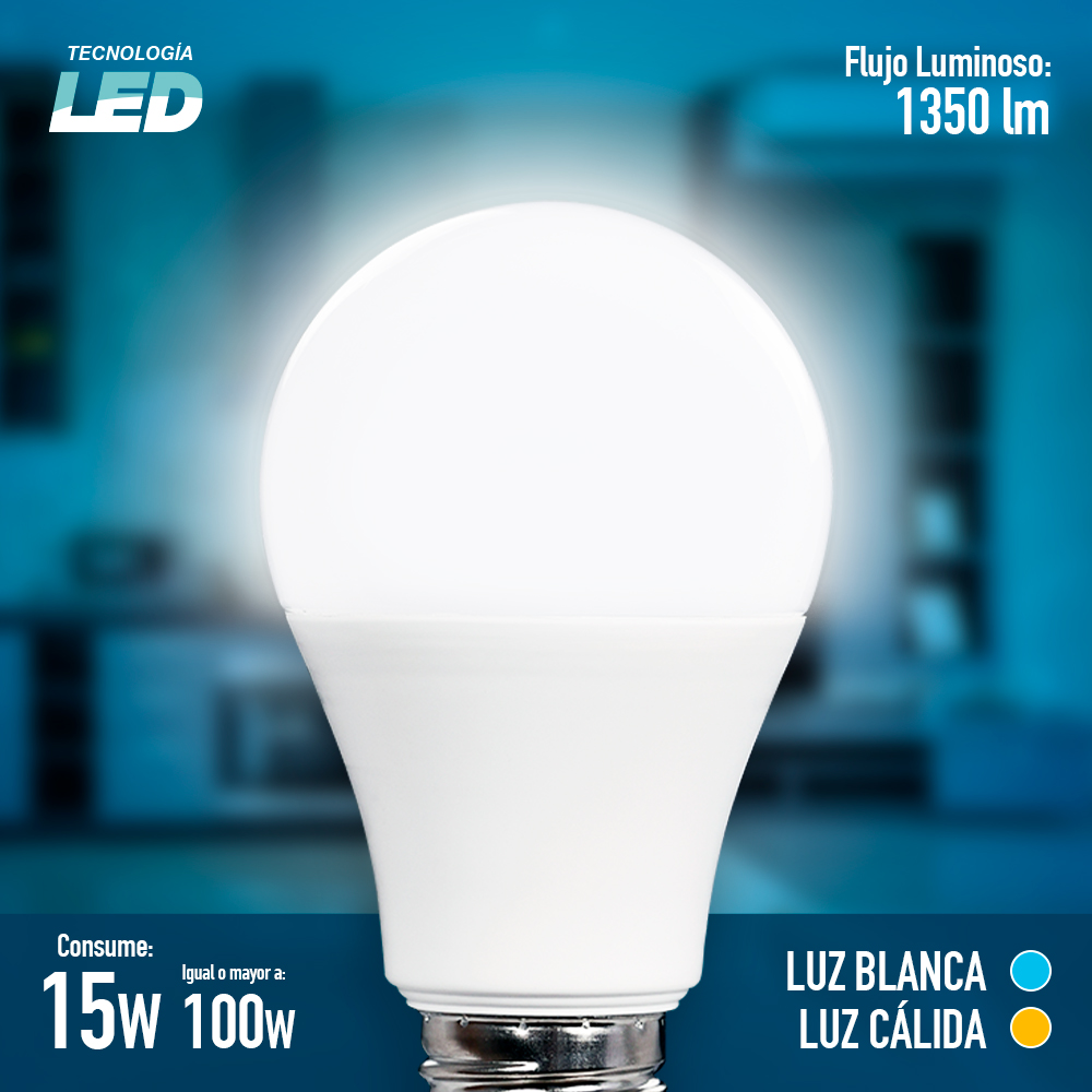 Foco Led 15W Luz Fría Ilumina 100W ICON
