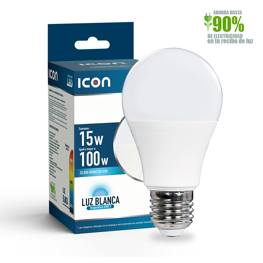 Foco Led 15W Luz Fría Ilumina 100W ICON