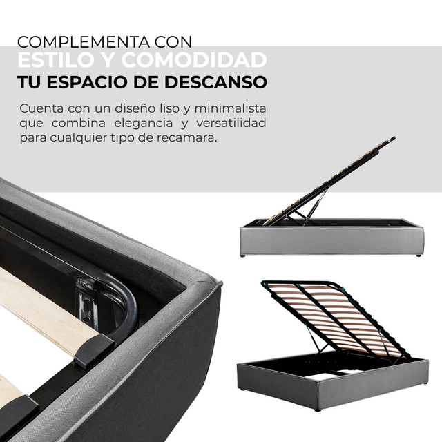 Base Individual Para CoIchón Roomi, Box Con Sistema De Almacenaje Gris