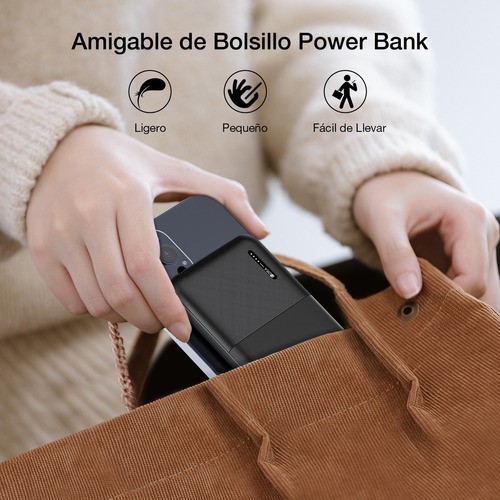 Mini Power Bank Batería Portátil 5000mah Negra