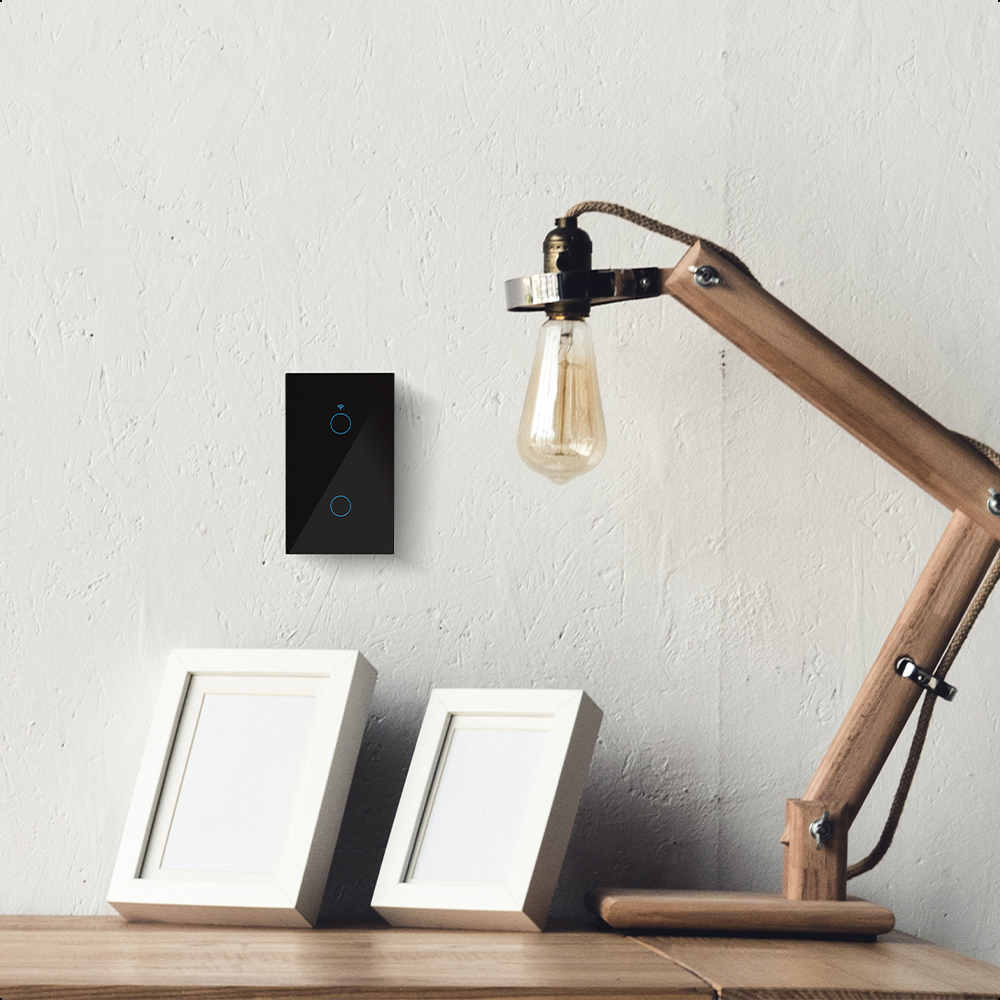 Interruptor Inteligente Doble Vía Wifi Negro Requiere Cable Neutro ICON