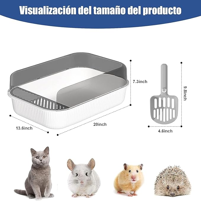 Caja de Arena para Gato, Bandeja Semicerrada para Gatos