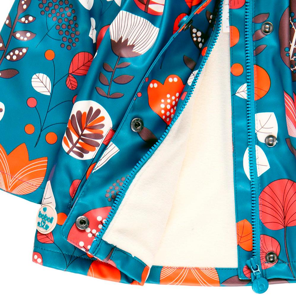 Chamarra impermeable azul flores para niña BOBOLI