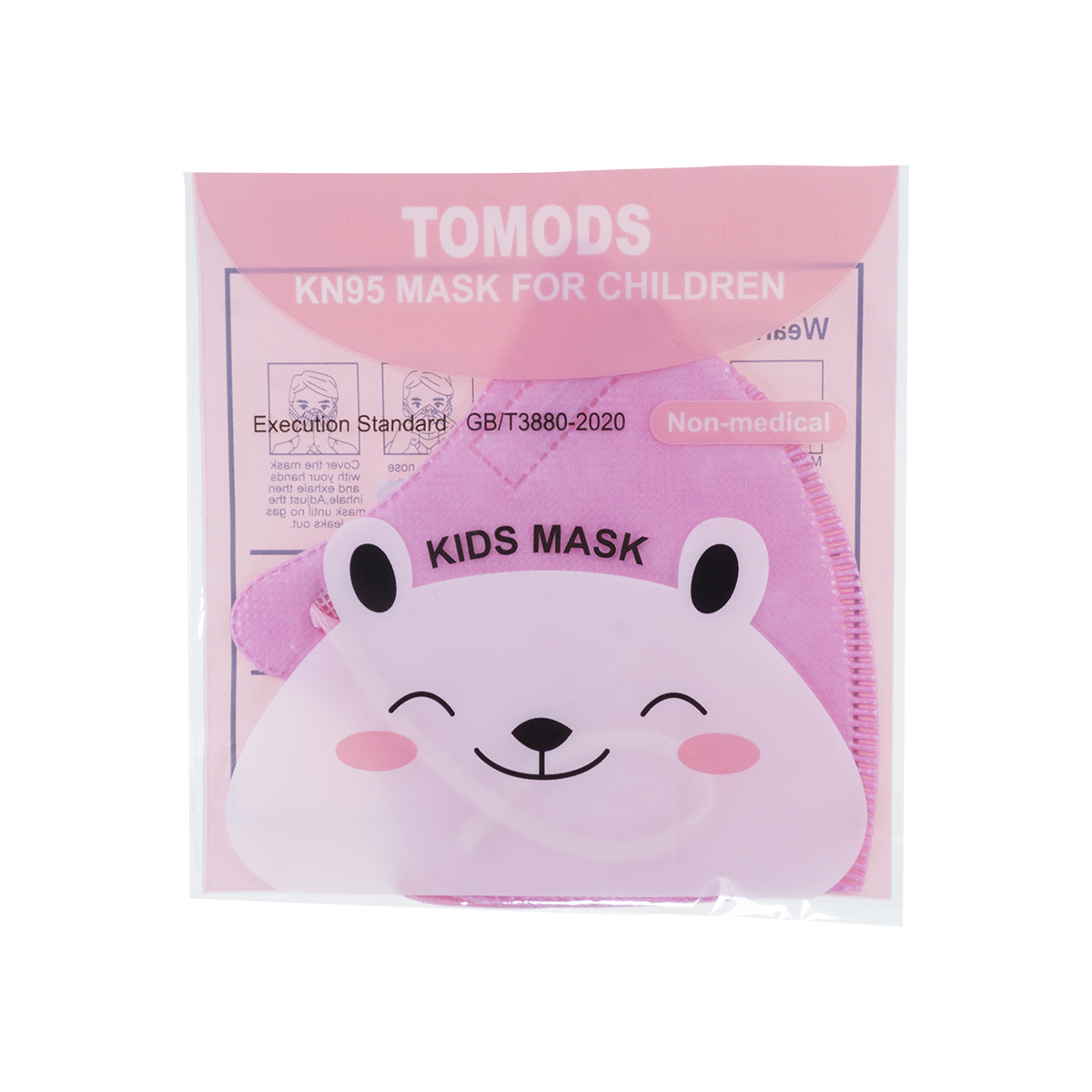 Kn95 Mascarillas Cubrebocas Infantil Caja10pz Colores Tomods Rosa