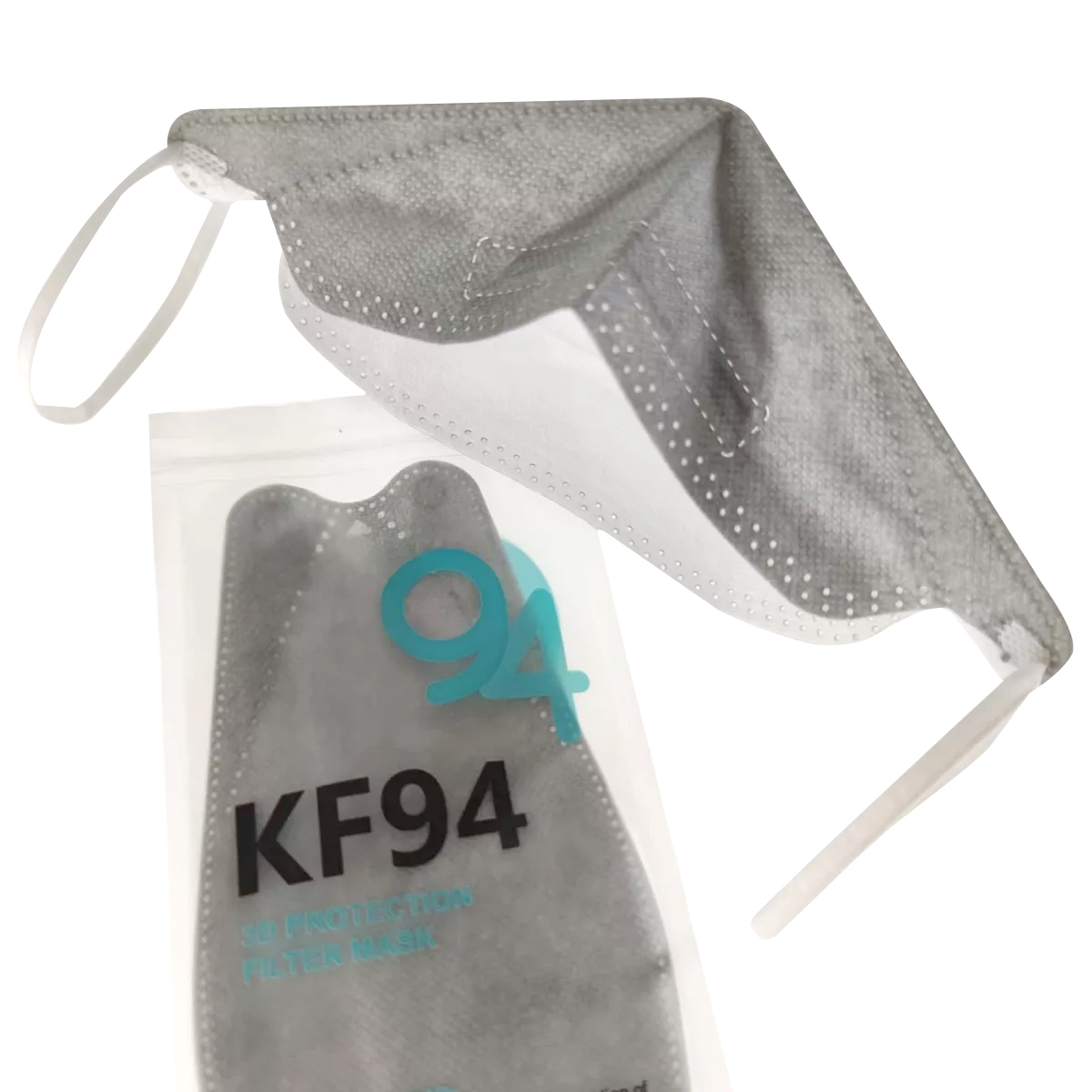 Cubrebocas Kf94 Mascarillas 3d Colores 10pzs Filtración 94% Gris.