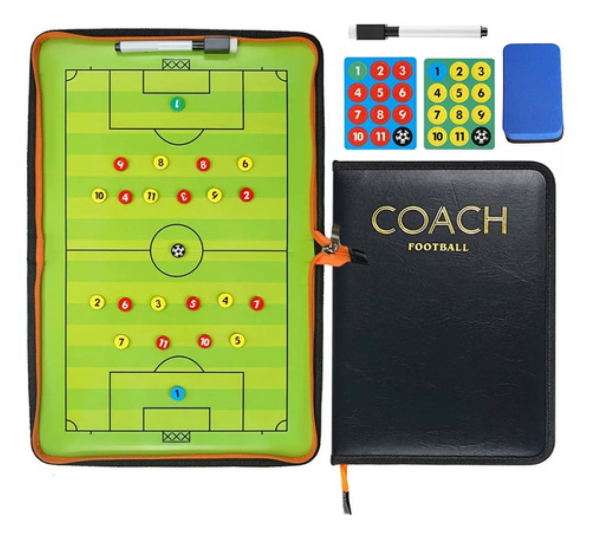 Tablas Tácticas De Soccer Imantada Con Marcador Y Fichas, verde/negro