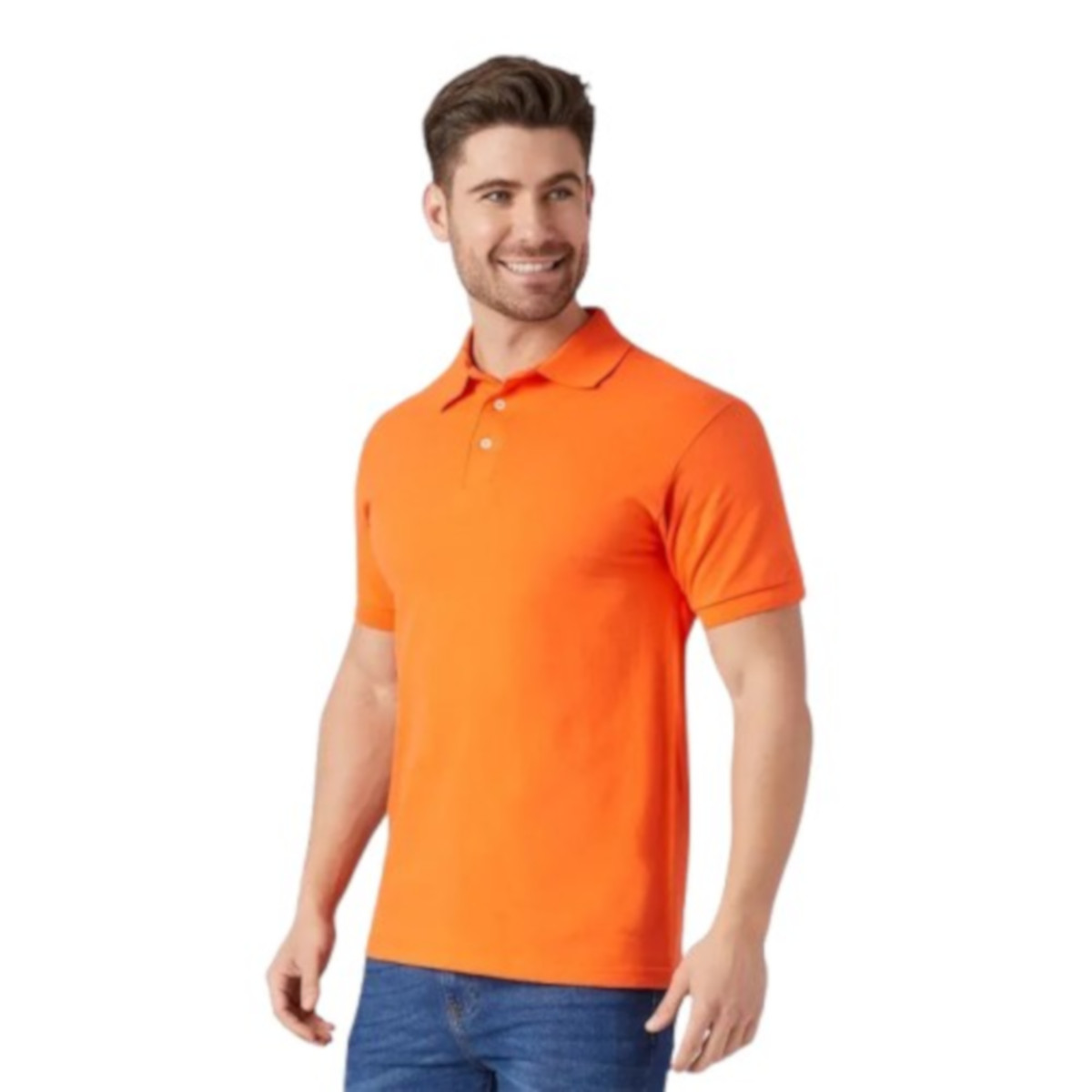 Playera Polo Piqué para Caballero - Color Naranja - 100% Algodón
