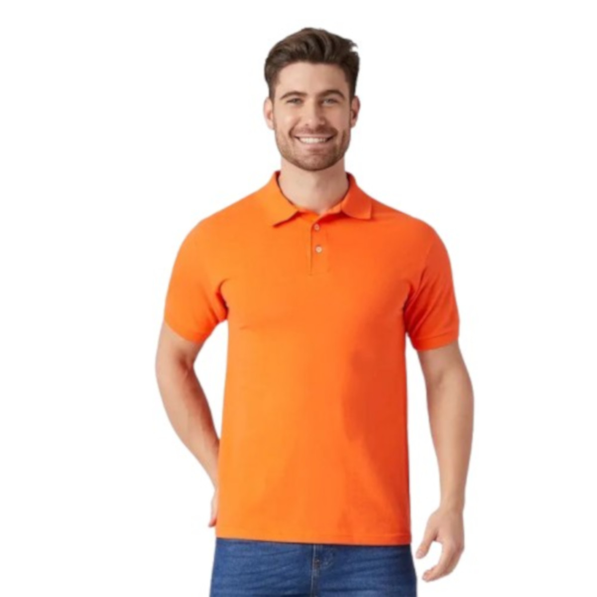 Playera Polo Piqué para Caballero - Color Naranja - 100% Algodón