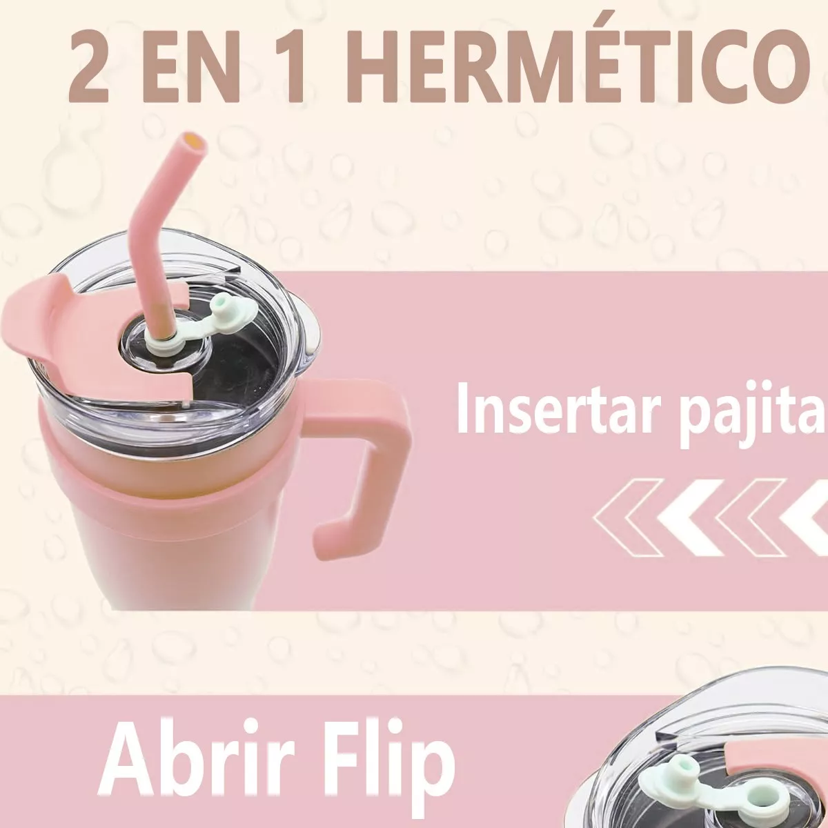 Vaso Con Popote Termos Acero Inoxidable Recipiente 40oz Rosa Claro