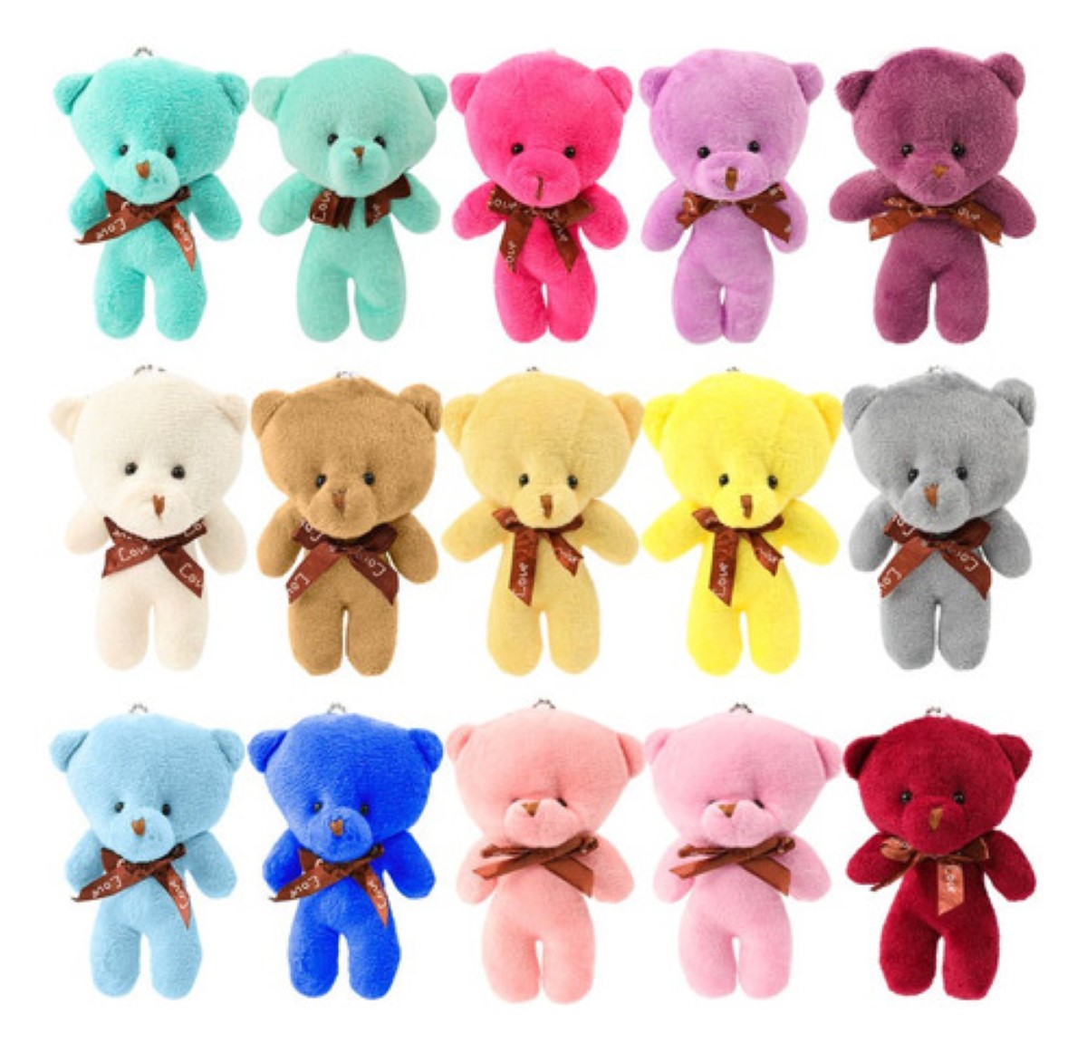 Llaveros Ositos Miniositos De Peluche Suave Manualidades 15 pzs colores
