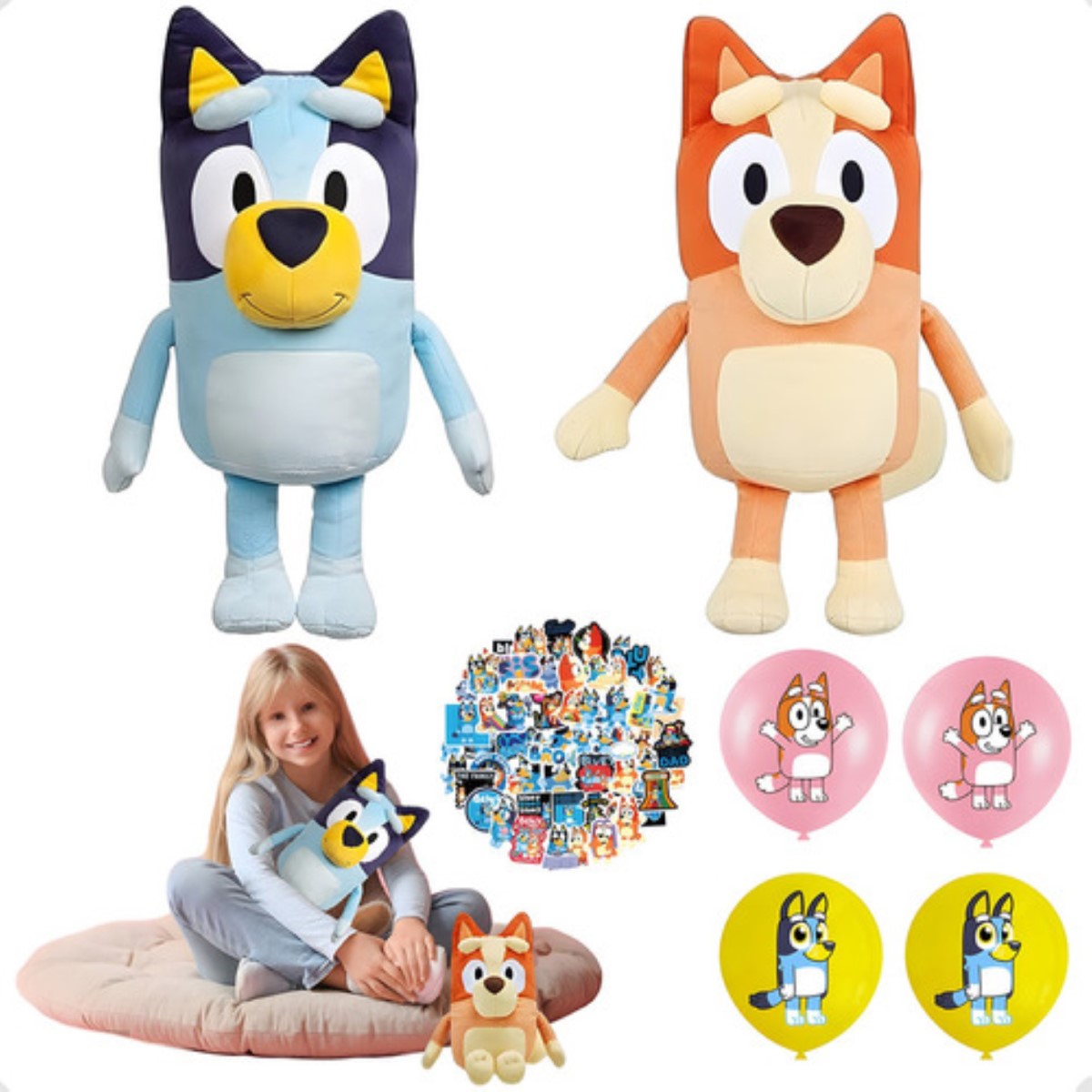 2 Piezas Bluey Familia Bluey Bingo Peluche Hermano y hermana
