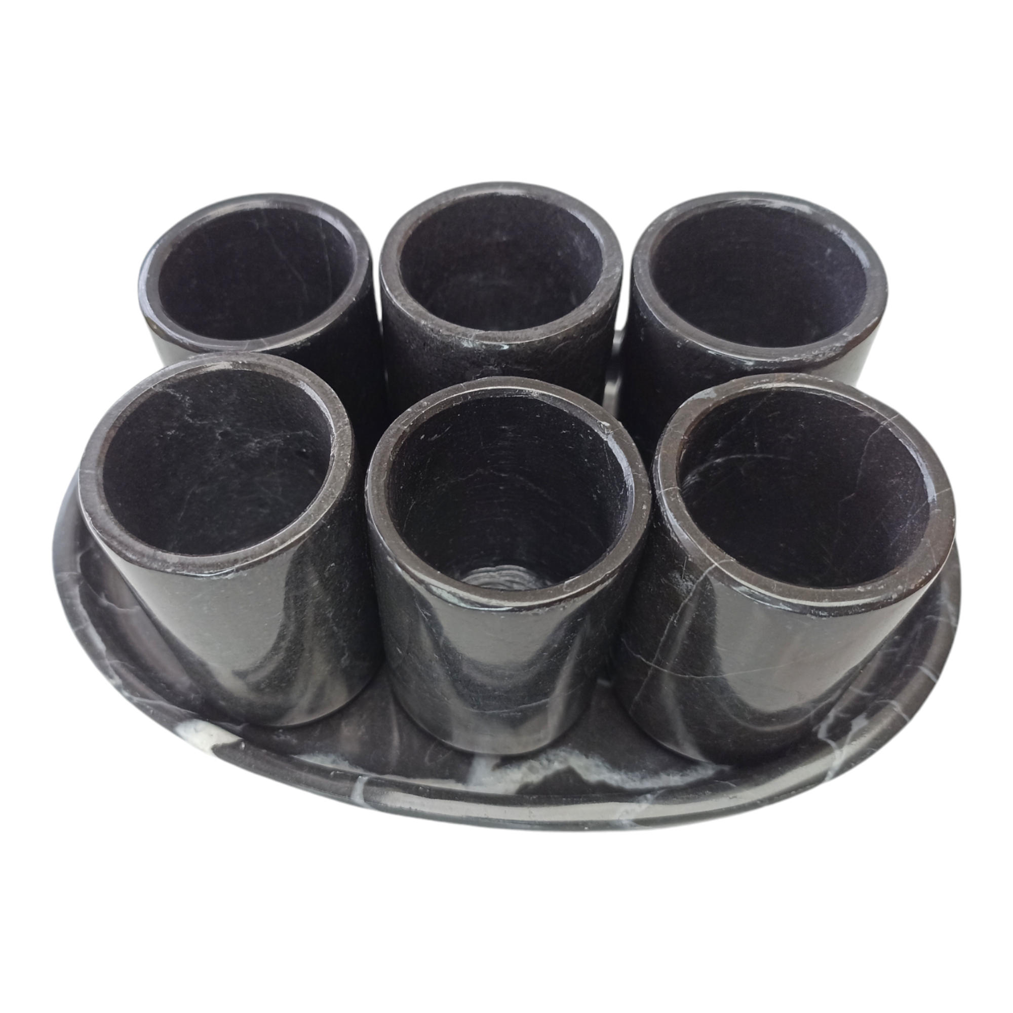 Tequileros de Mármol Negro, Set de 6 caballitos mas Charola.