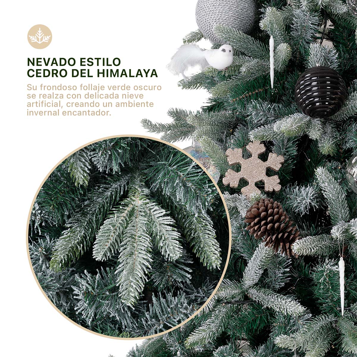 Árbol de Navidad Nevado Frondoso 2.2m. Pino Navideño con Nieve ...