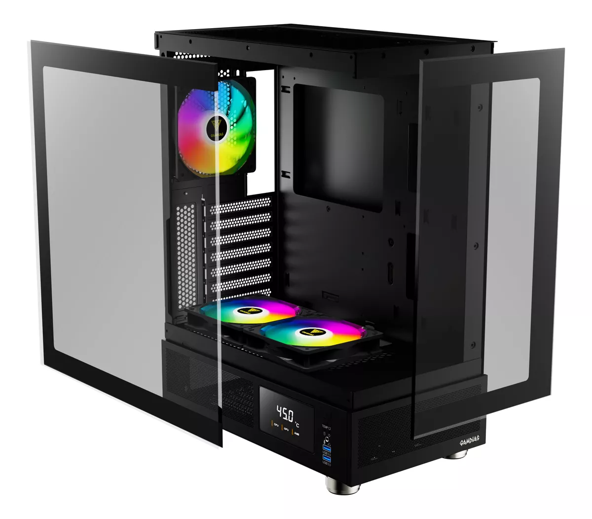 GABINETE GAMDIAS ATLAS E1 NEGRO ATX ARGB S/FUENTE CRISTAL GD-ATLAS