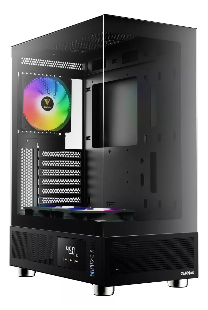 GABINETE GAMDIAS ATLAS E1 NEGRO ATX ARGB S/FUENTE CRISTAL GD-ATLAS