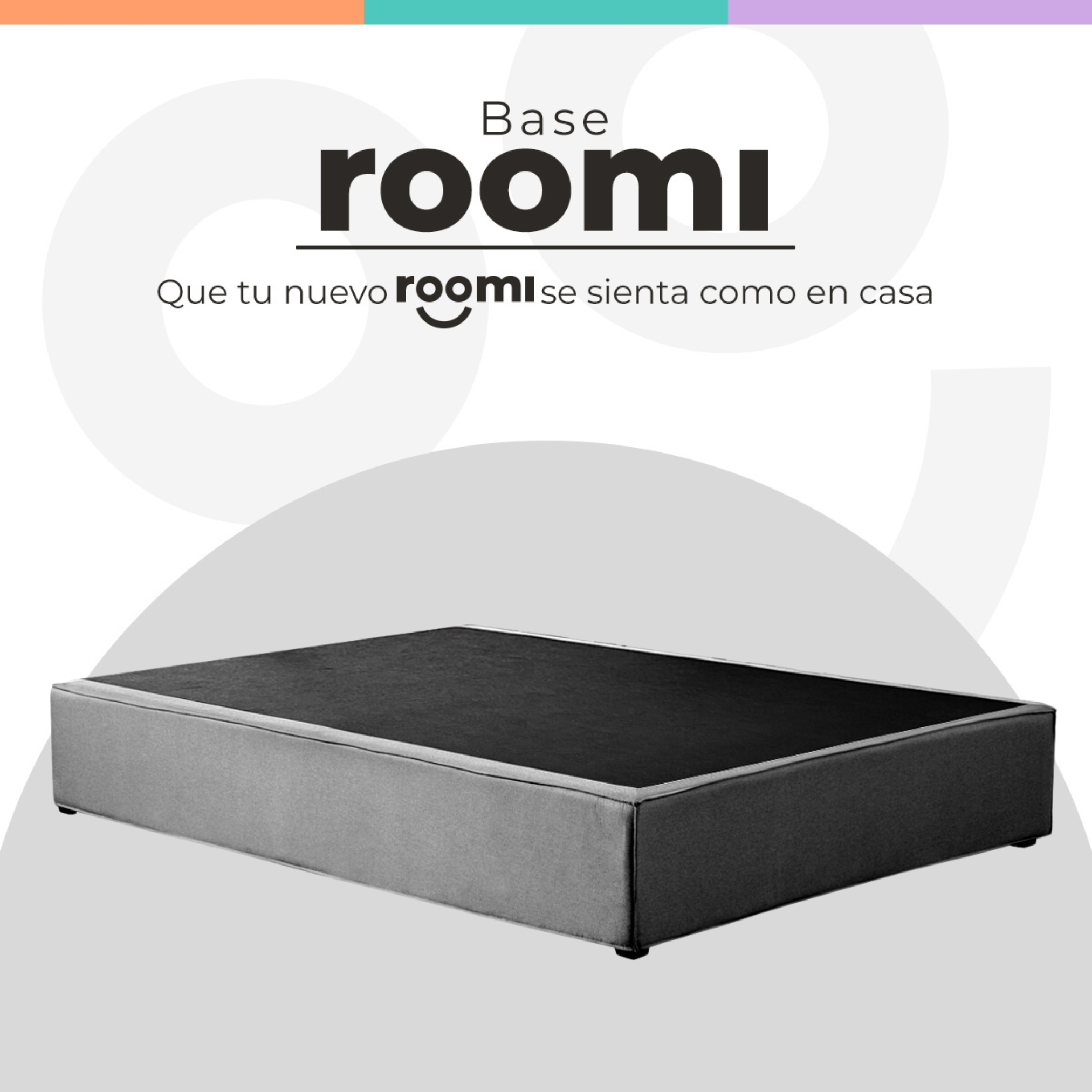 Base Matrimonial Para Colchón Roomi Box Tapizado Gris