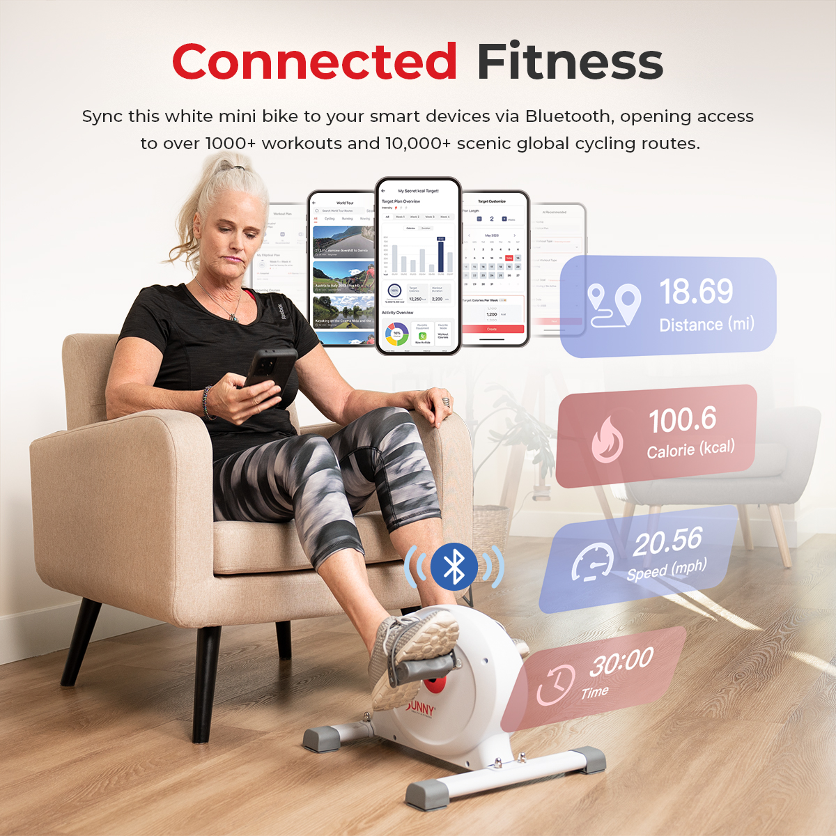 Mini Bicicleta Sunny Health - Compacta e Inteligente