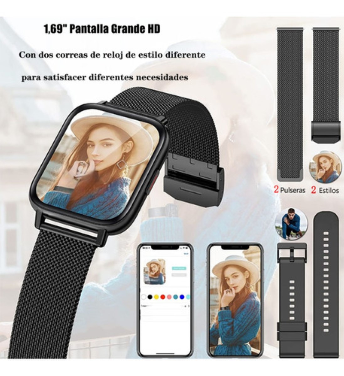 Reloj Inteligente Bluetooth Deportivo Smartwatch Impermeable dorado