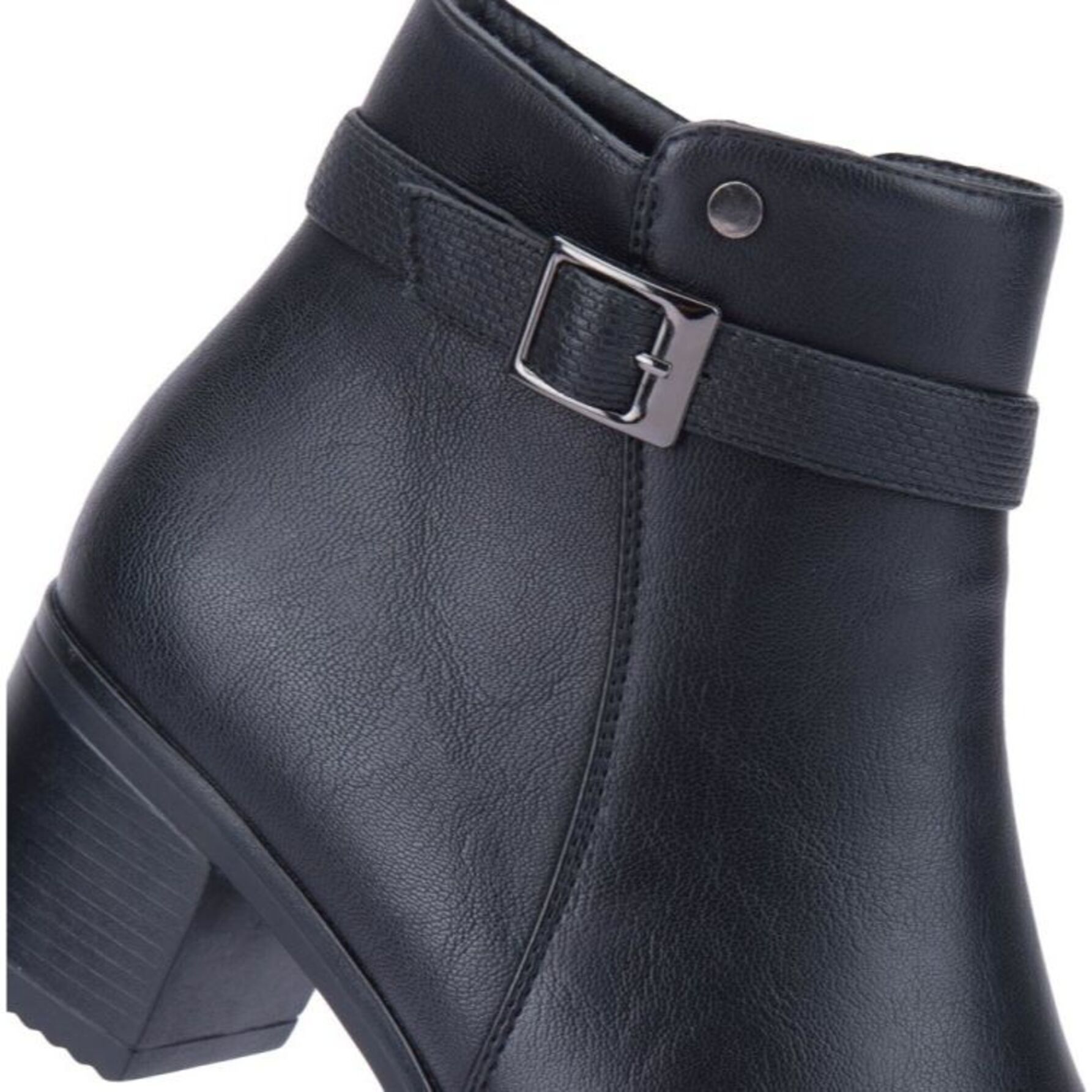 Botas para mujer, tipo botín, con tacón bajo, punta redonda, color ...