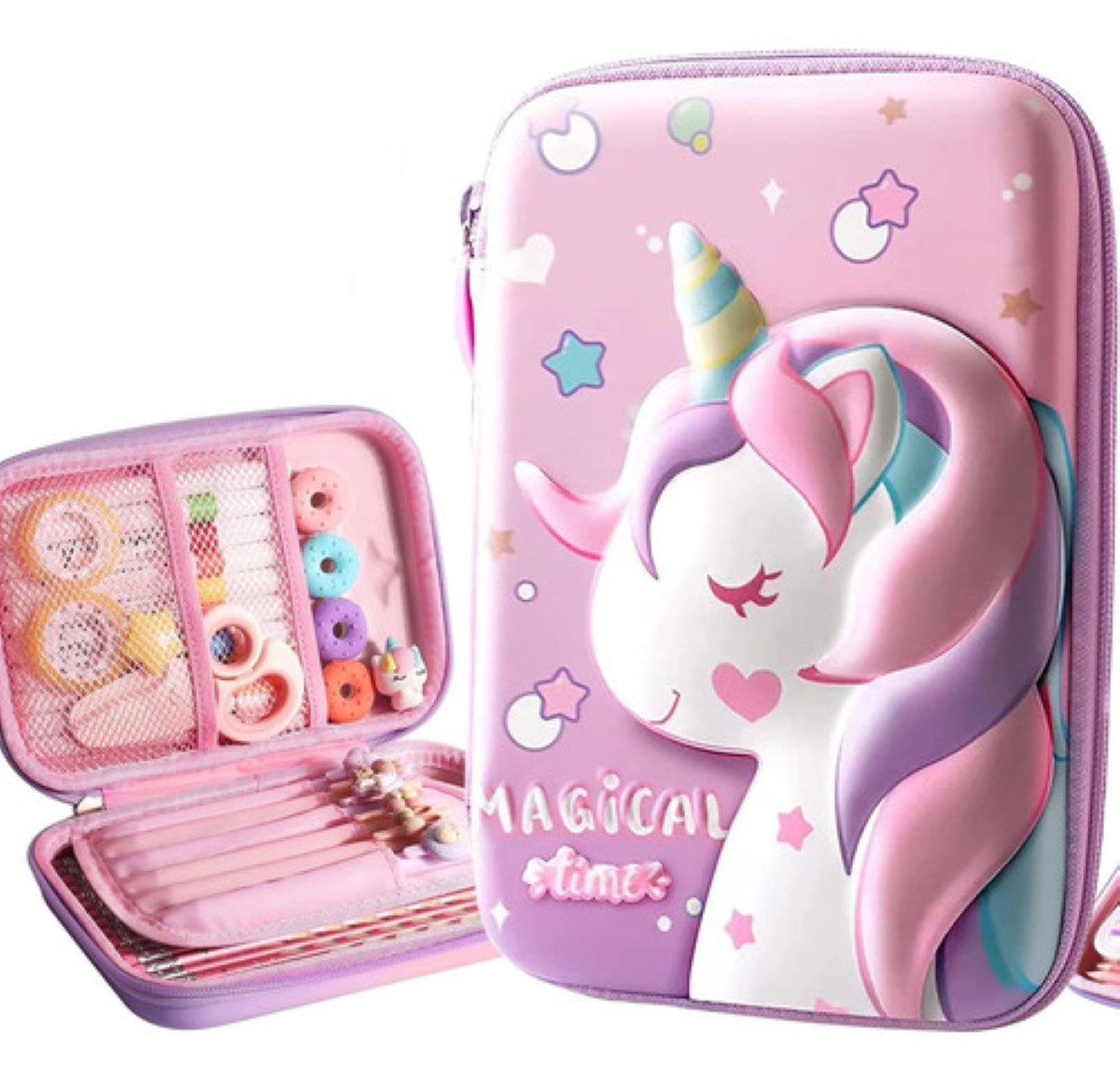 Lapicera Estuche Gran Capacidad 3d Eva Organizador ROSA UNICORNIO