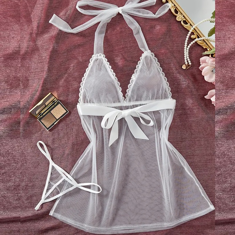 Lenceria Body semitransparente con cuello halter