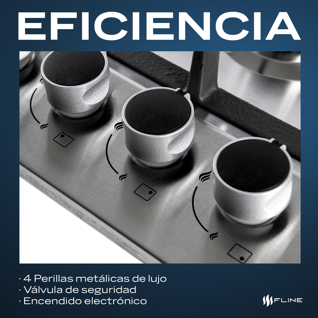 Parrilla de Gas Empotrable 4 Quemadores Acero Inoxidable | FLINE | Lund 4