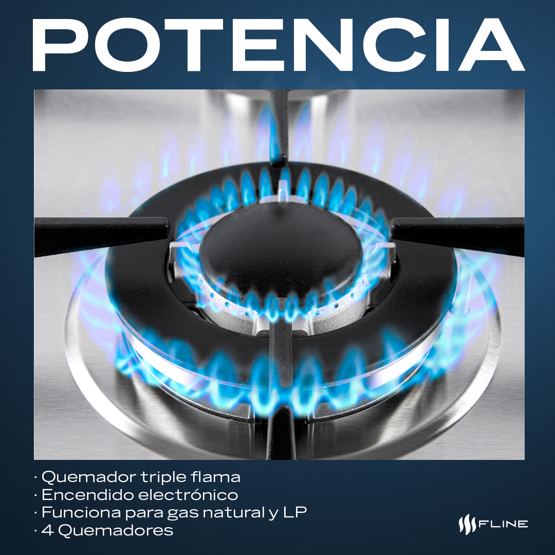 Parrilla de Gas Empotrable 4 Quemadores Acero Inoxidable | FLINE | Lund 4
